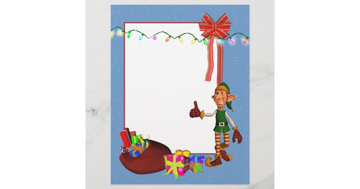 Elf with toys and gifts Christmas Letterhead | Zazzle