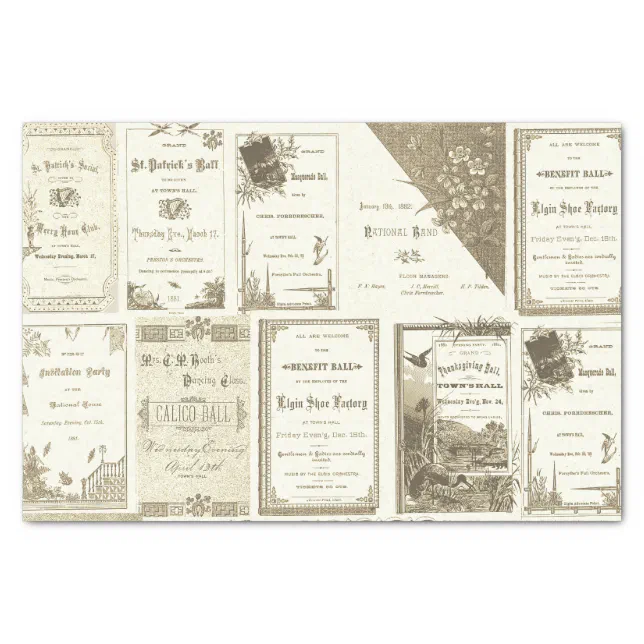 Elgin Illinois 1880's Sepia Club Invitations Party Tissue Paper | Zazzle