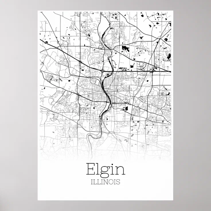 Elgin Map - Illinois - City Map Poster | Zazzle