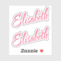Elisabeth name in pretty pink cursive lettering x2 sticker | Zazzle