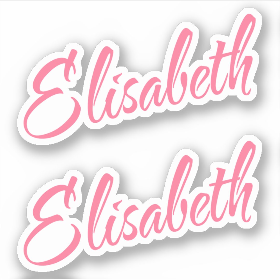 Elisabeth name in pretty pink cursive lettering x2 sticker | Zazzle