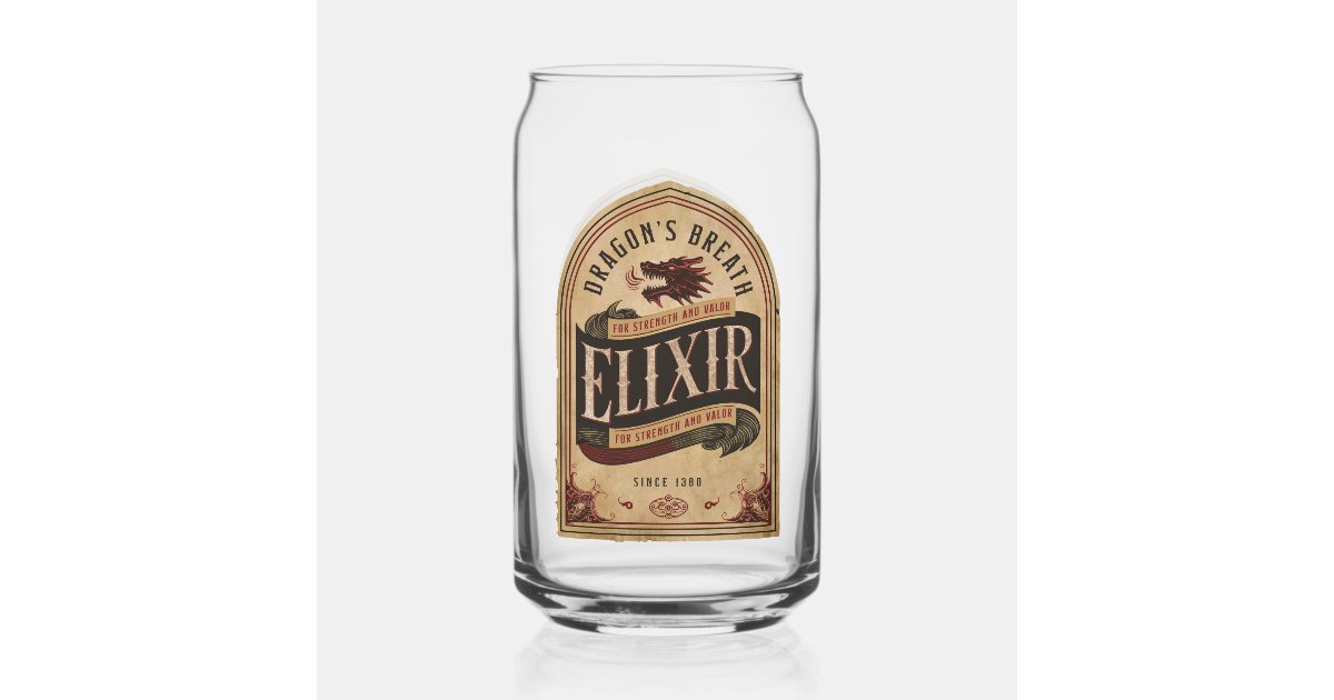 Elixir Dragon's Breath Halloween Party Vintage Can Glass | Zazzle