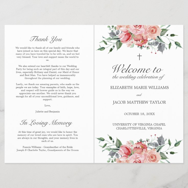 Elizabeth Christian Wedding Ceremony Program | Zazzle