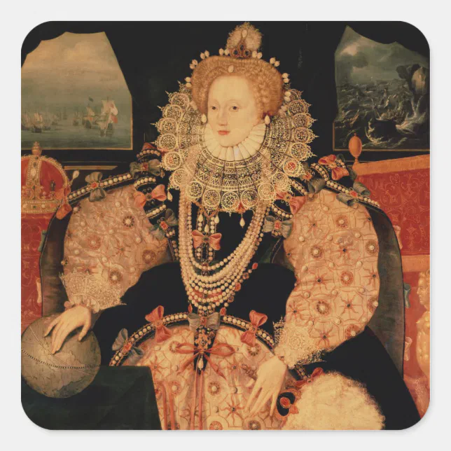 Elizabeth I, Armada portrait, c.1588 Square Sticker | Zazzle
