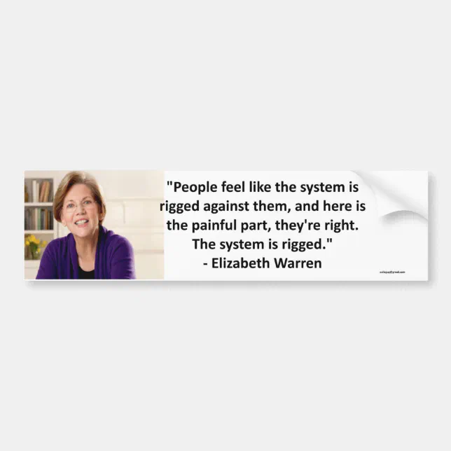 Elizabeth Warren - the system is rigged Bumper Sticker | Zazzle