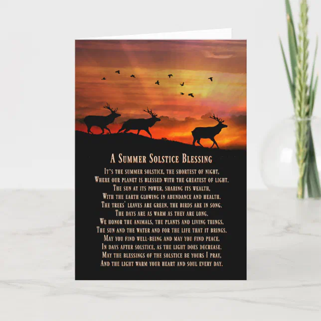 Elk and Sunset Summer Solstice Blessings Card | Zazzle