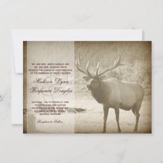 Elk Big Game Wildlife Antlers Wedding Invitations | Zazzle.com