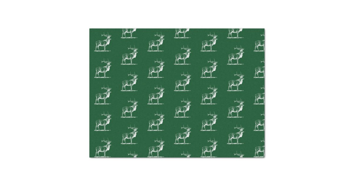 Elk Green Background Tissue Paper | Zazzle