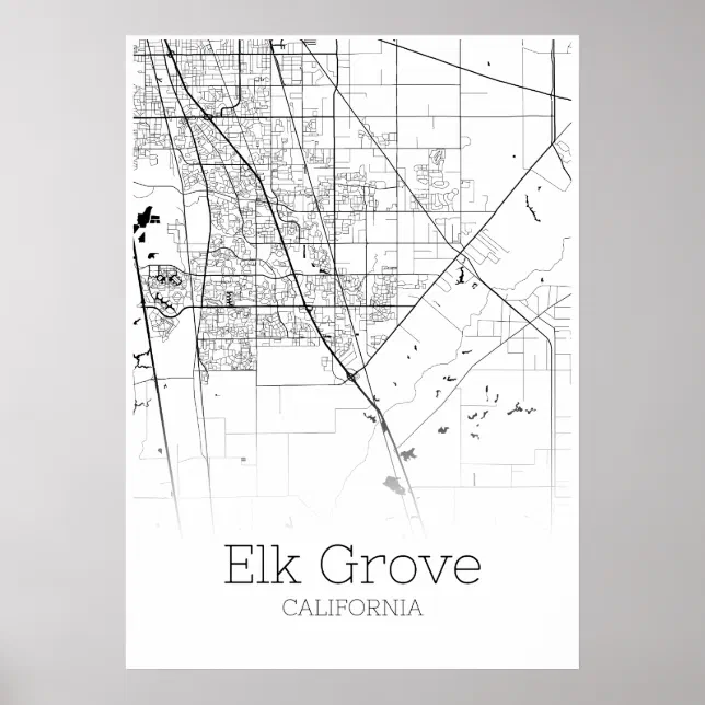 Elk Grove Map - California - City Map Poster | Zazzle