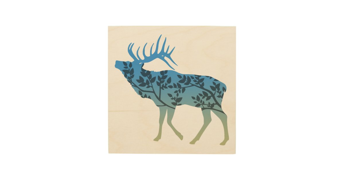 Elk Tree Wood Wall Art | Zazzle
