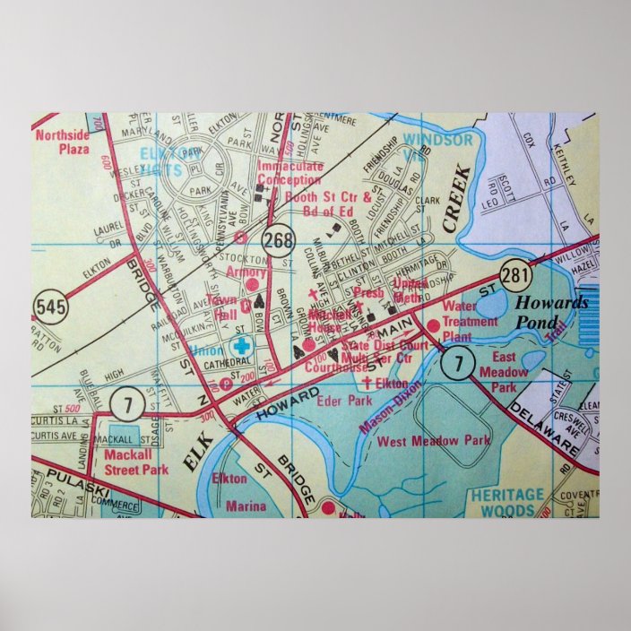 Elkton, MD Vintage Map Poster | Zazzle.com