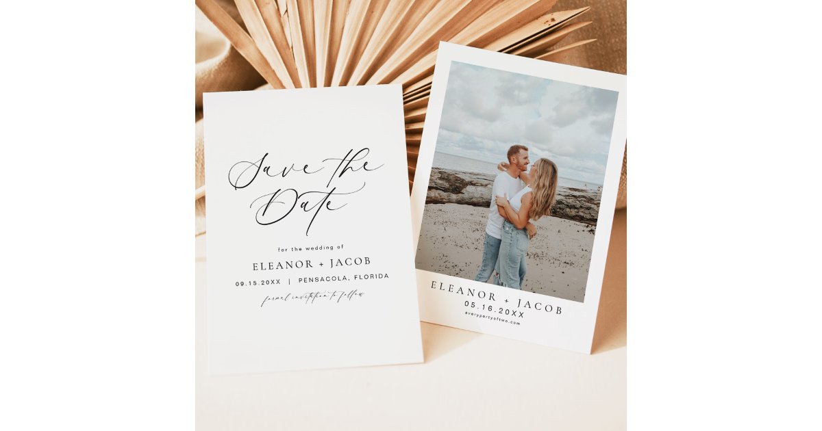 ELLA Elegant Minimalist Script Photo Save the Date Invitation | Zazzle
