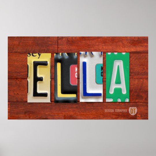 ELLA License Plate Lettering Name Sign Poster | Zazzle.com
