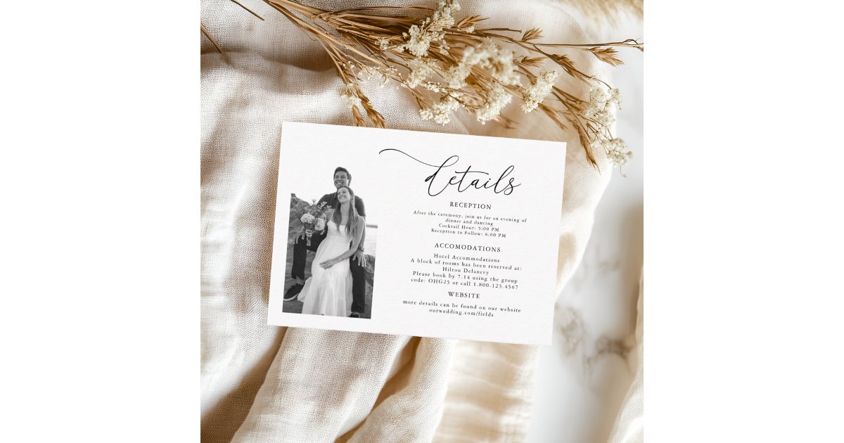 ELLA Modern Photo Wedding Details Enclosure Card | Zazzle