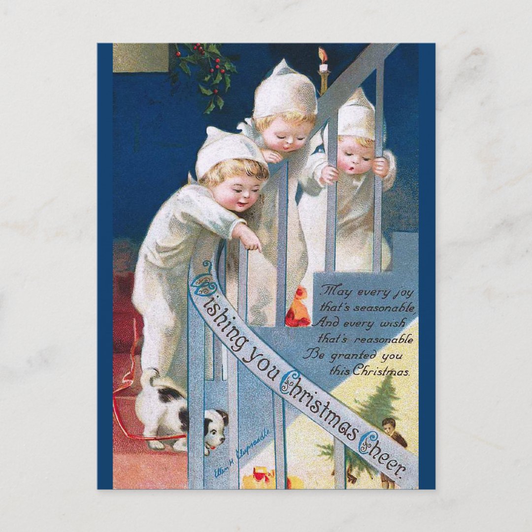 Ellen H. Clapsaddle: Christmas Cheer Holiday Postcard | Zazzle