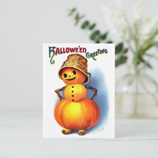 Ellen H. Clapsaddle: Funny Pumpkin Character Postcard | Zazzle