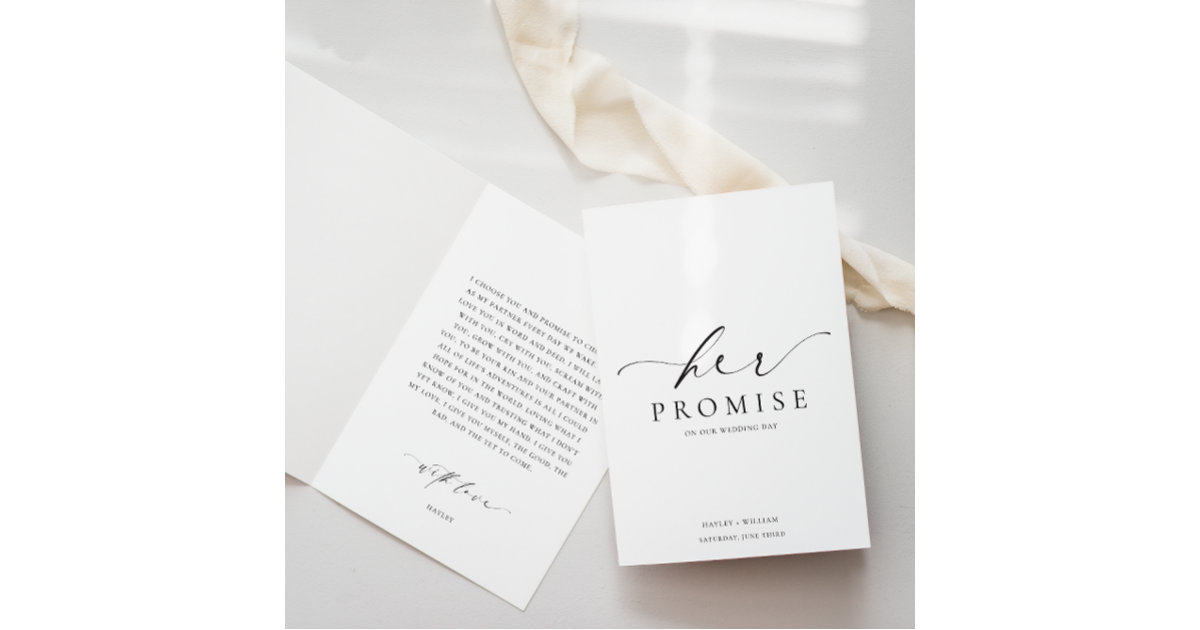 Ellesmere Her Promise Vows Book Wedding Card | Zazzle