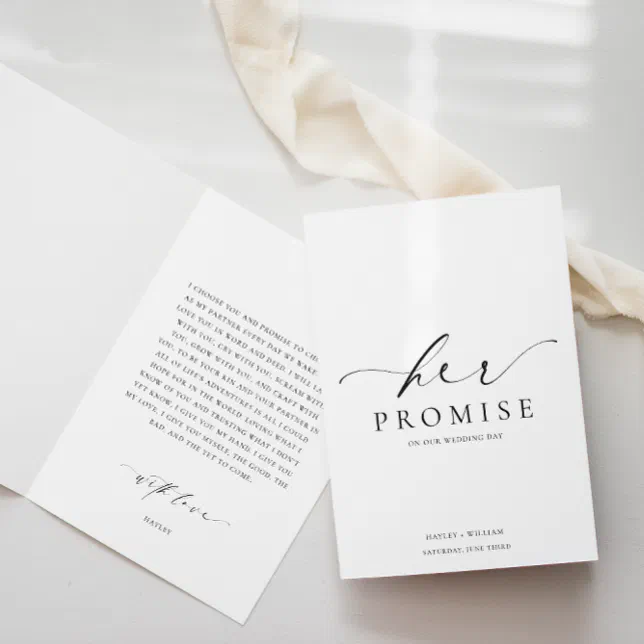 Ellesmere Her Promise Vows Book Wedding Card | Zazzle