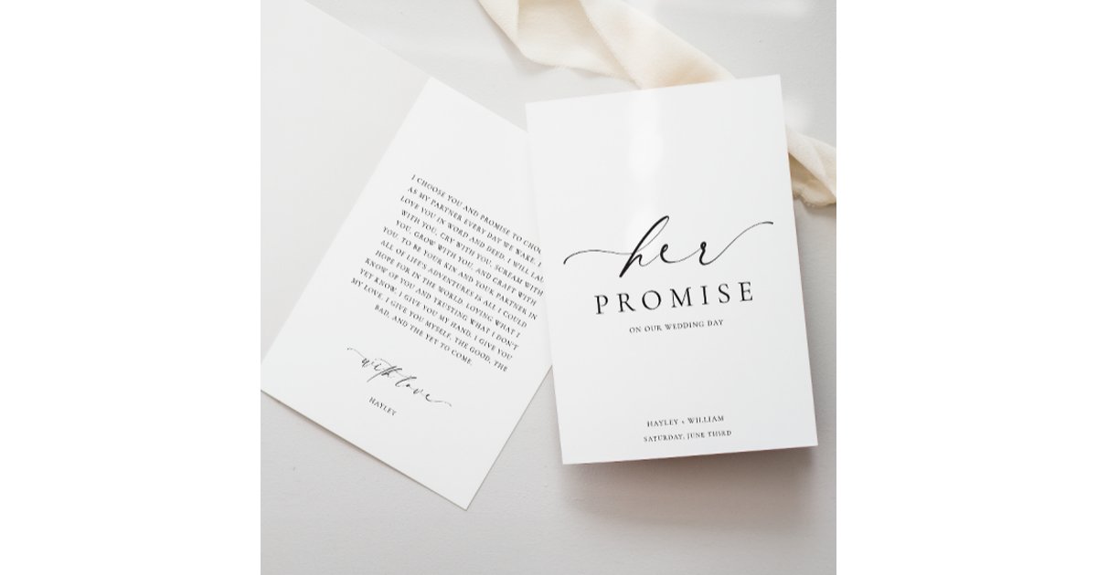 Ellesmere Her Promise Vows Book Wedding Card | Zazzle
