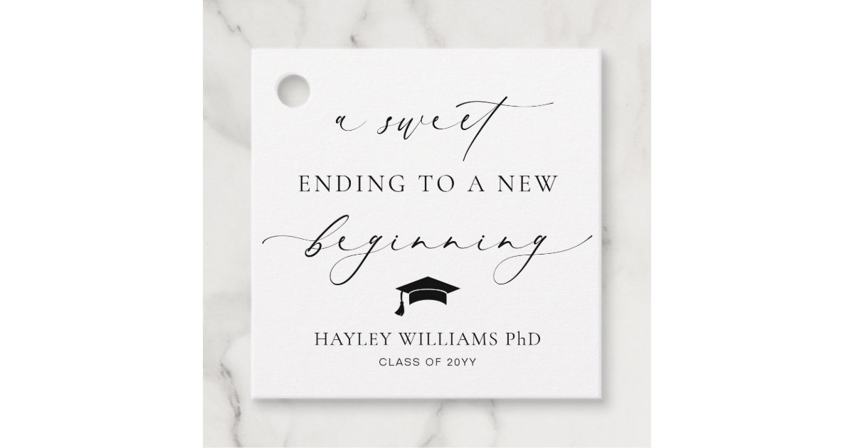 Ellesmere Sweet Ending New Beginning Graduation Favor Tags | Zazzle