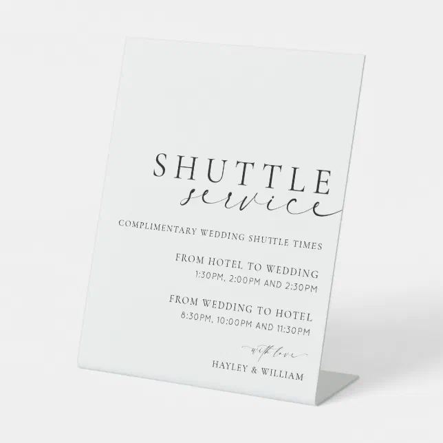 Ellesmere Wedding Venue Transport Shuttle Service Pedestal Sign | Zazzle