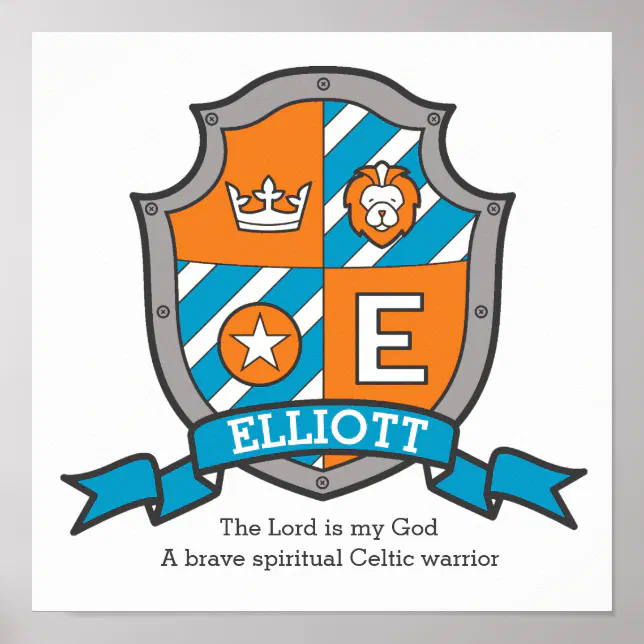 Elliott boys name meaning heraldry shield poster | Zazzle