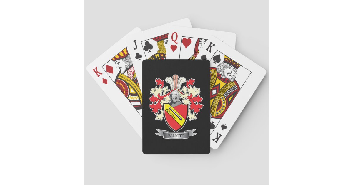 Elliott Family Crest Coat of Arms Poker Cards | Zazzle