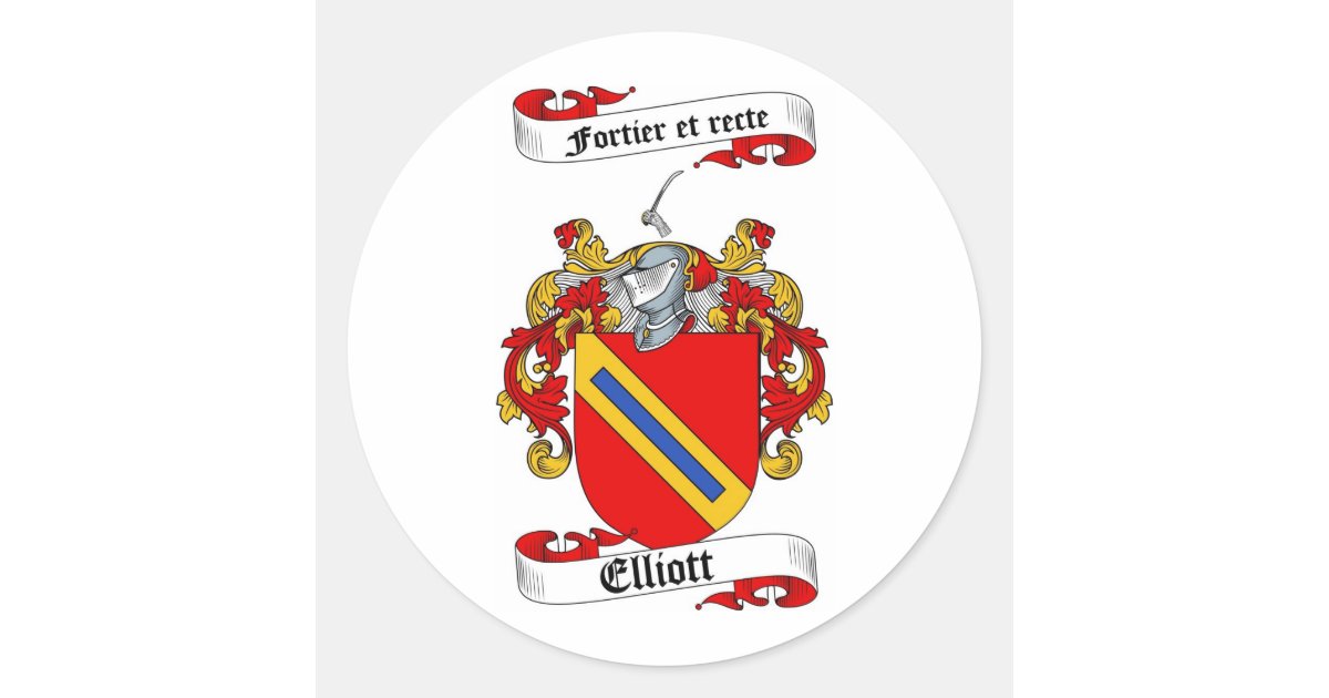ELLIOTT FAMILY CREST - ELLIOTT COAT OF ARMS CLASSIC ROUND STICKER | Zazzle
