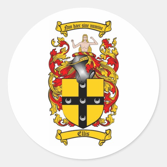 ELLIS FAMILY CREST - ELLIS COAT OF ARMS CLASSIC ROUND STICKER | Zazzle.com