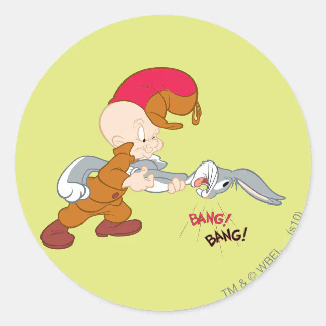 ELMER FUDD™ and BUGS BUNNY™ Classic Round Sticker | Zazzle