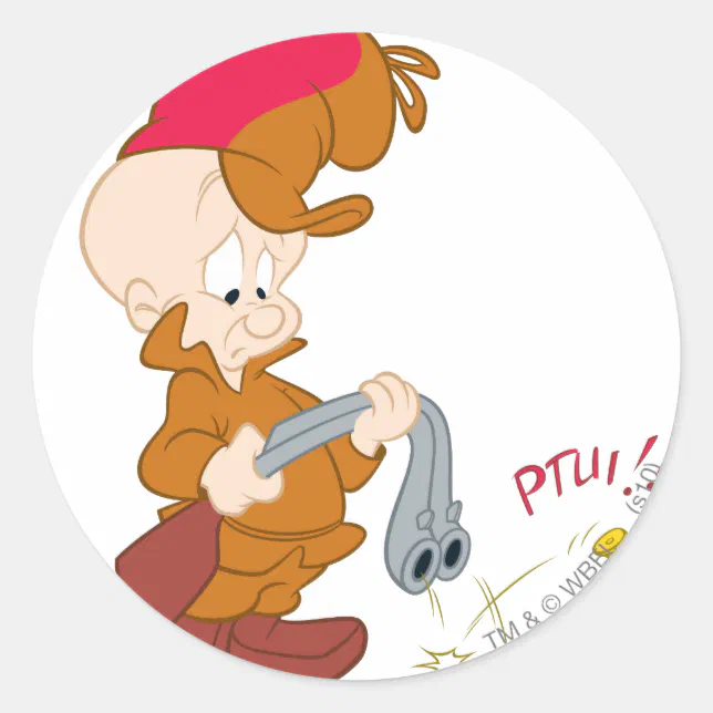 ELMER FUDD™'s Gun Failure Classic Round Sticker | Zazzle