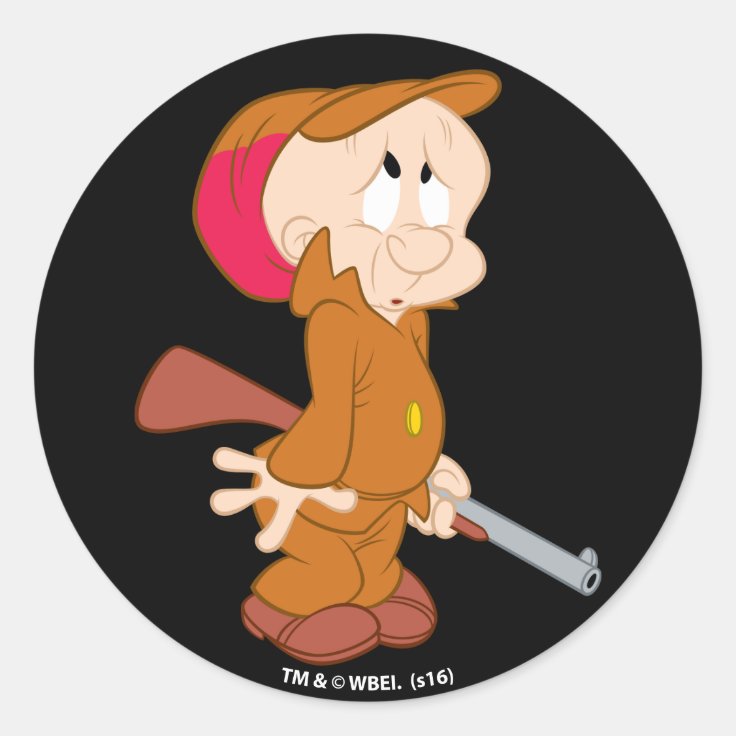 ELMER FUDD™ | Scared Pose Classic Round Sticker | Zazzle