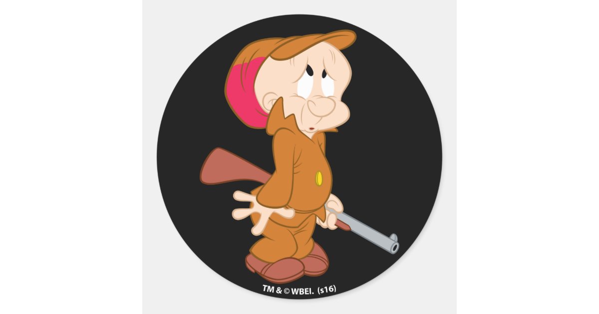 ELMER FUDD™ | Scared Pose Classic Round Sticker | Zazzle