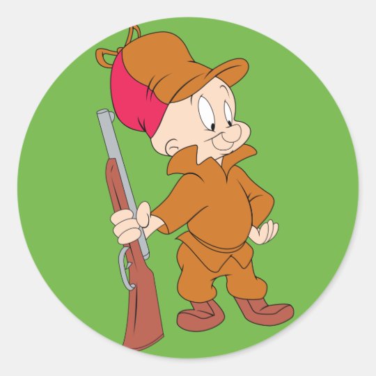 ELMER FUDD™ | With Gun Classic Round Sticker | Zazzle.com