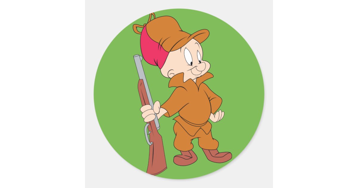 ELMER FUDD™ | With Gun Classic Round Sticker | Zazzle