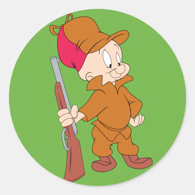 ELMER FUDD™ | With Gun Classic Round Sticker | Zazzle