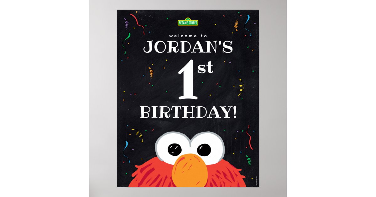 Elmo | 1st Birthday Welcome Poster | Zazzle