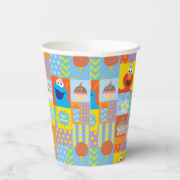 Elmo, Abby, and Cookie Monster Birthday Pattern Paper Cups | Zazzle