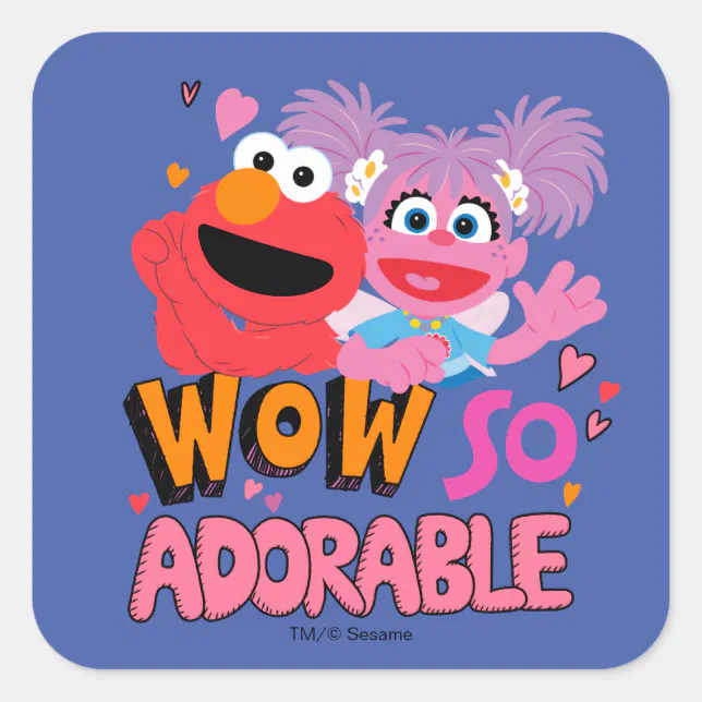 Elmo & Abby | Wow So Adorable Square Sticker | Zazzle