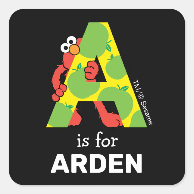 Elmo Alphabet | A Apple Square Sticker | Zazzle