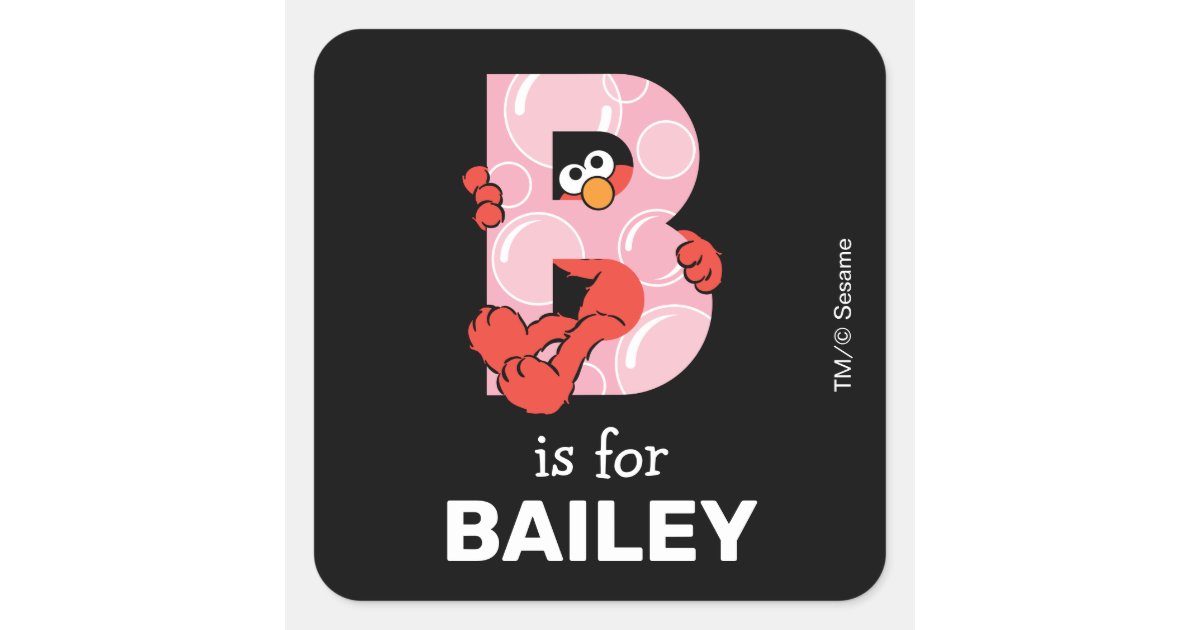 Elmo Alphabet | B Bubbles Square Sticker | Zazzle