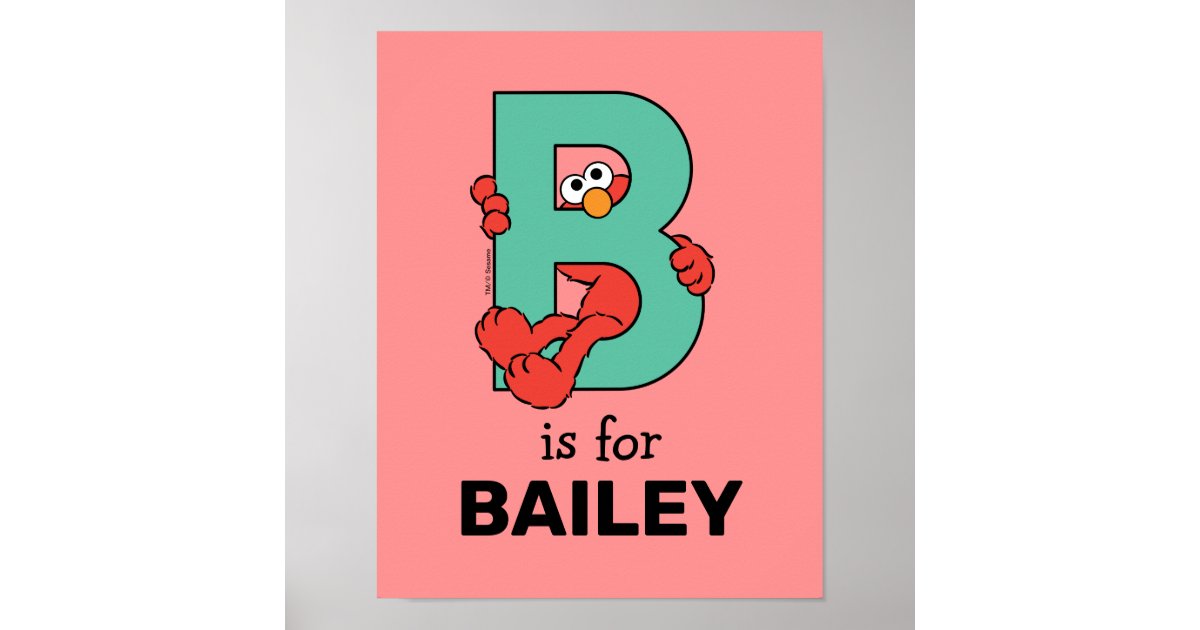Elmo Alphabet | B Teal Poster | Zazzle
