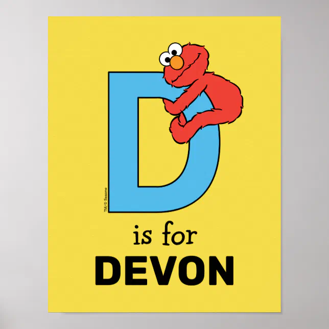 Elmo Alphabet | D Blue Poster | Zazzle