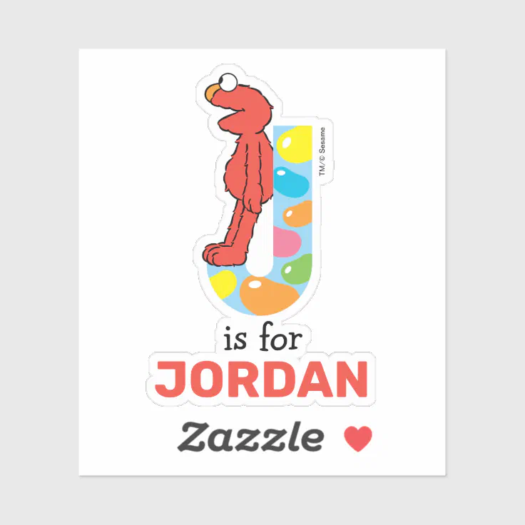 Elmo Alphabet | J Jelly Bean Sticker | Zazzle