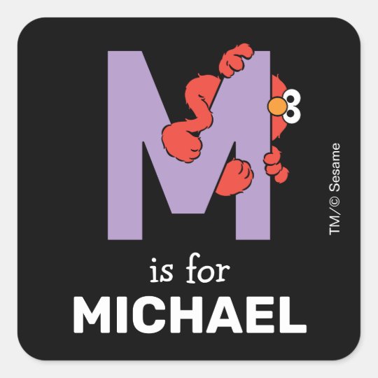 Elmo Alphabet | M Purple Square Sticker | Zazzle.com