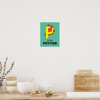 Elmo Alphabet | P Yellow Poster | Zazzle