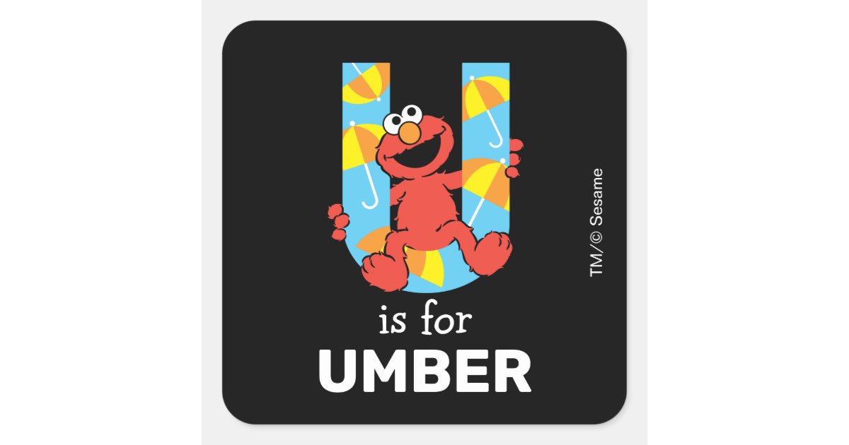 Elmo Alphabet | U Umbrella Square Sticker | Zazzle
