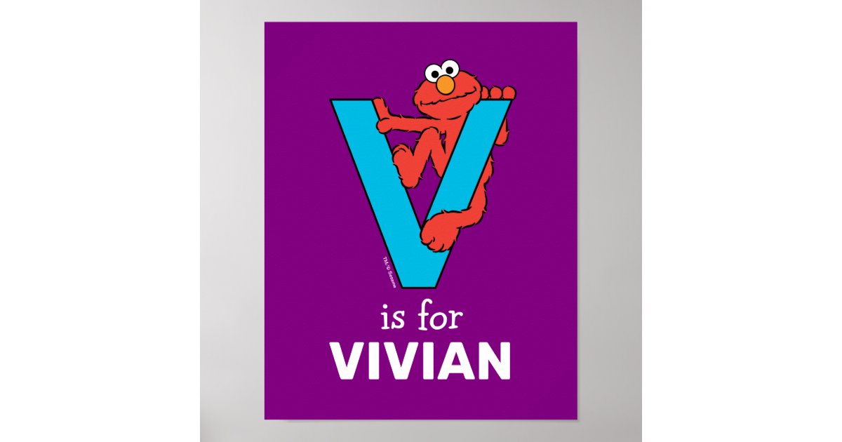 Elmo Alphabet | V Blue Poster | Zazzle