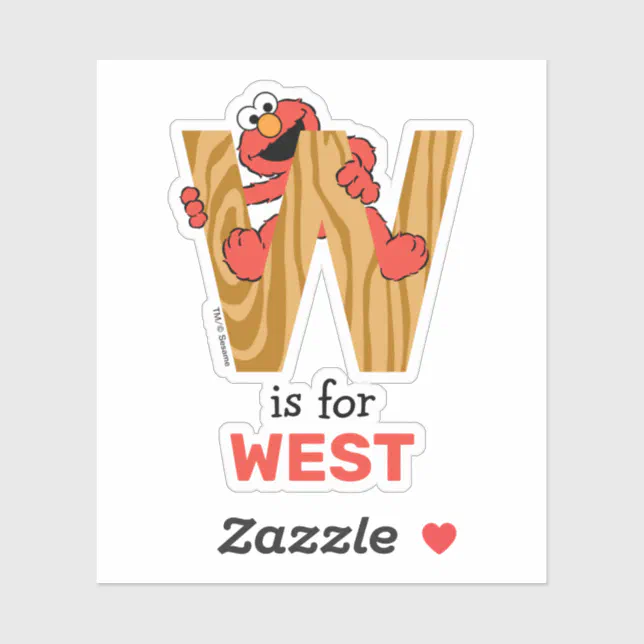 Elmo Alphabet | W Wood Sticker | Zazzle