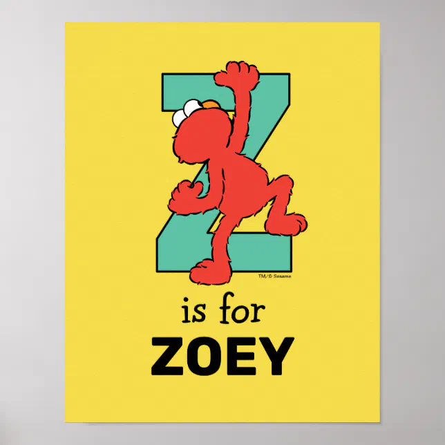Elmo Alphabet | Z Teal Poster | Zazzle